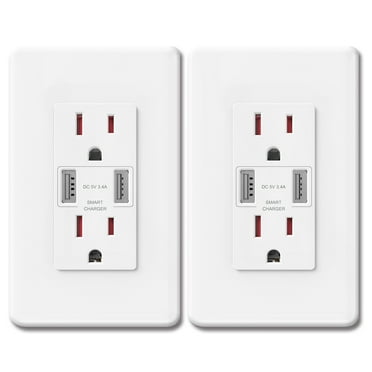 4.8A Ultra High Speed Dual USB Charger Outlet - 15A Tamper Resistant ...