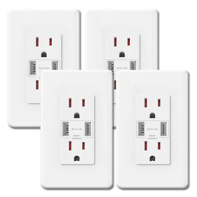 UCOMEN 4-Pk 15A Tamper-Resistant | High-Speed Electrical Wall Outlet ...