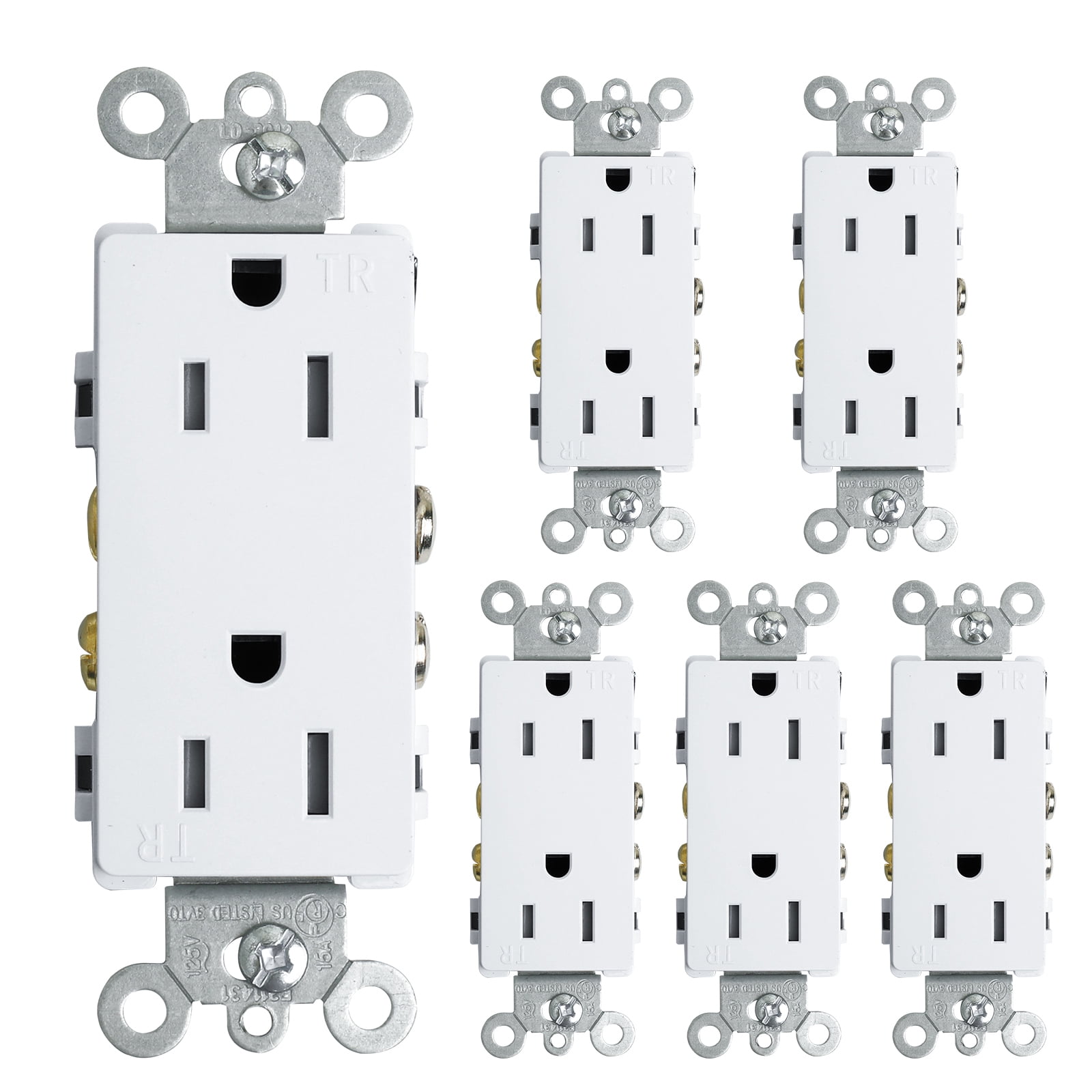 UCOMEN Tamper-Resistant Duplex Outlet, 15A 125V, Electric Grounding ...