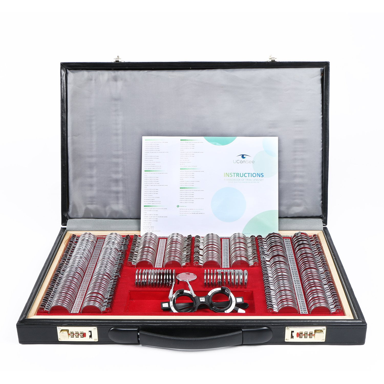 UCanSee Trial Lens Set 268pcs Optical Lenses Kit Silver Metal Rim ...