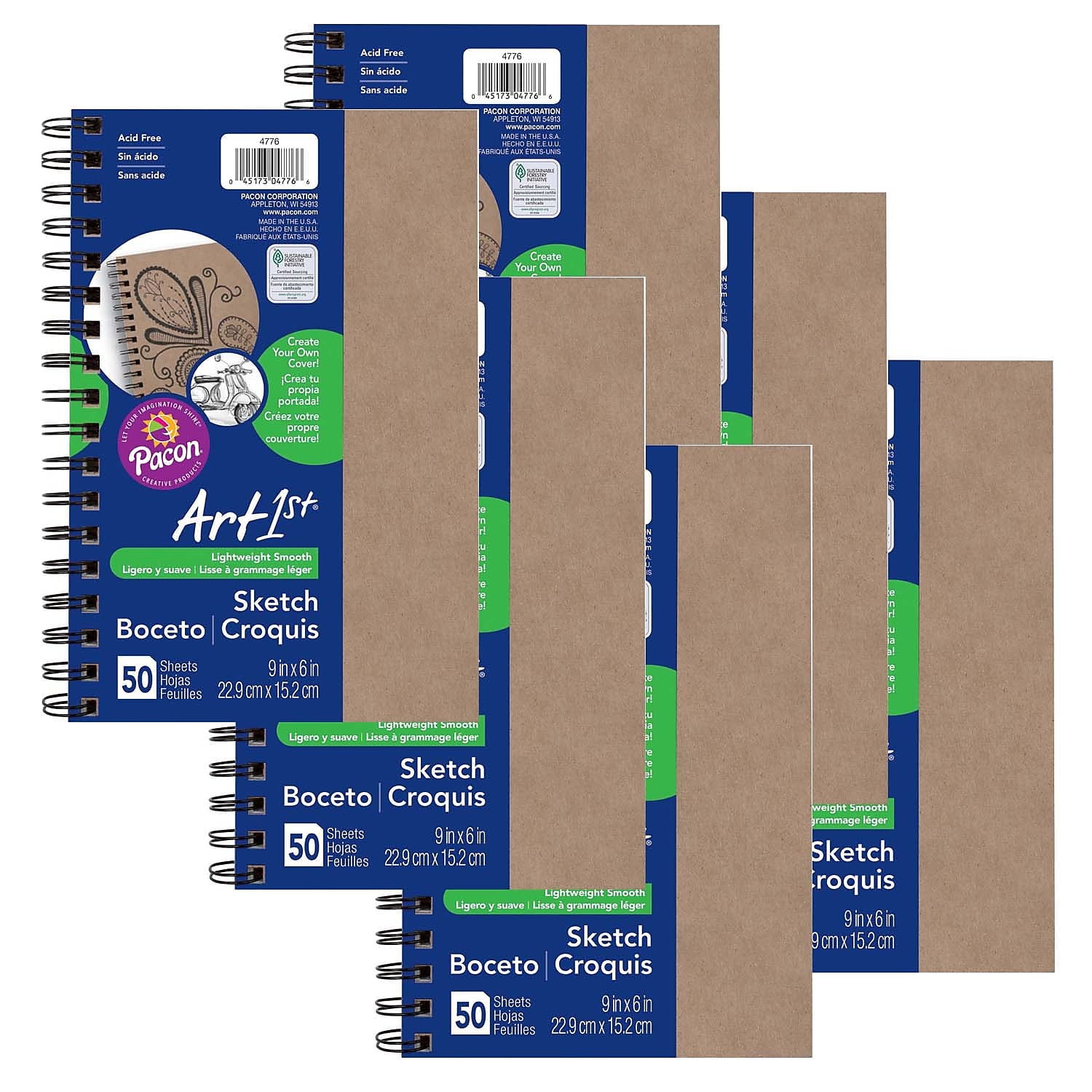 UCreate Create Your Own Cover Sketch Diary 9" x 6" Natural 50 Sheets ...