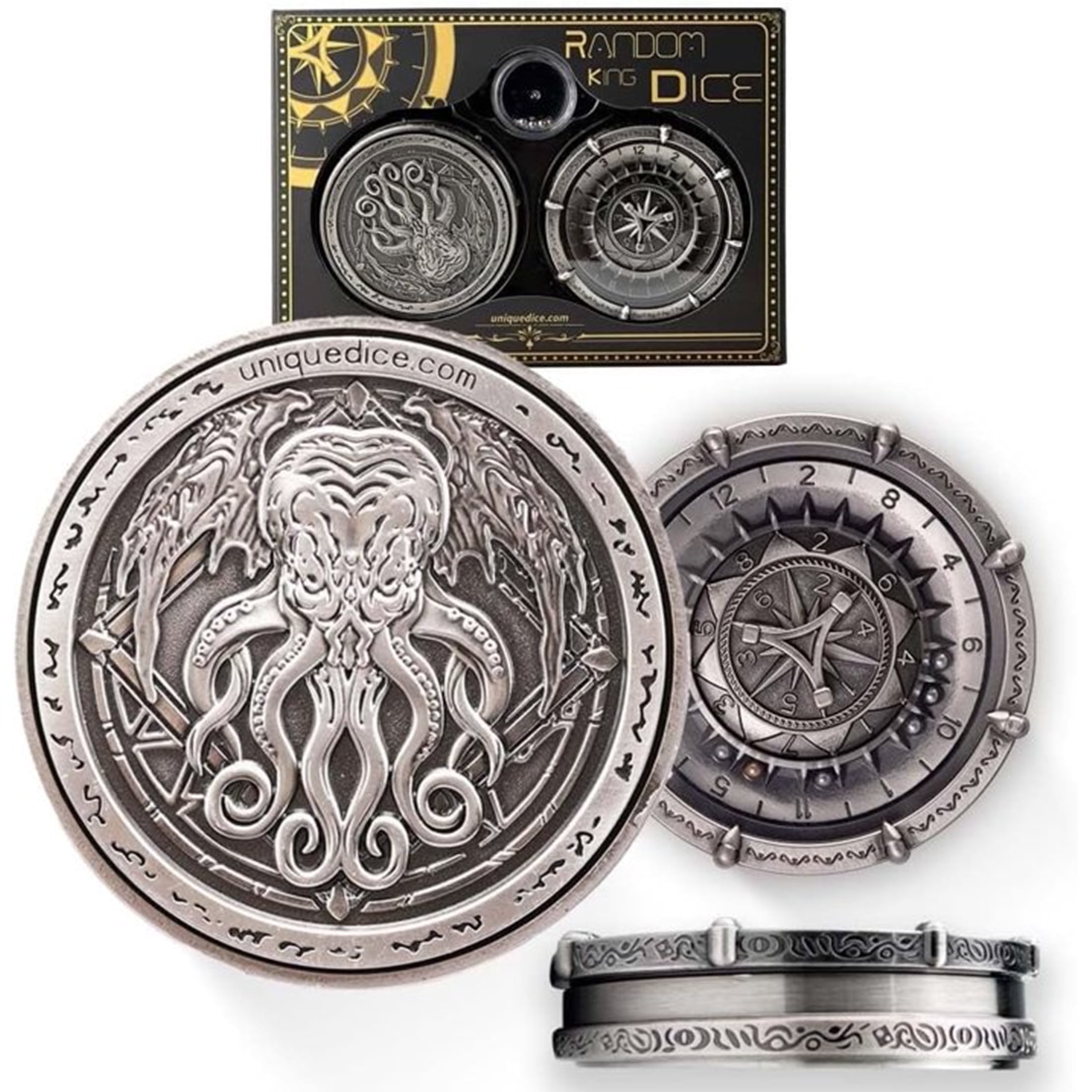 7-in-2 Dual-Spin Wheels Dice Set, Unique Dice Pocket D20 Fidget Dice ...