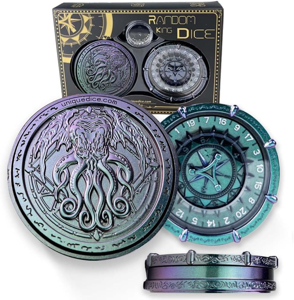 Random Dice King Set (2 Pcs), 7 in 2 Metal Dice Spinner for D&D ...