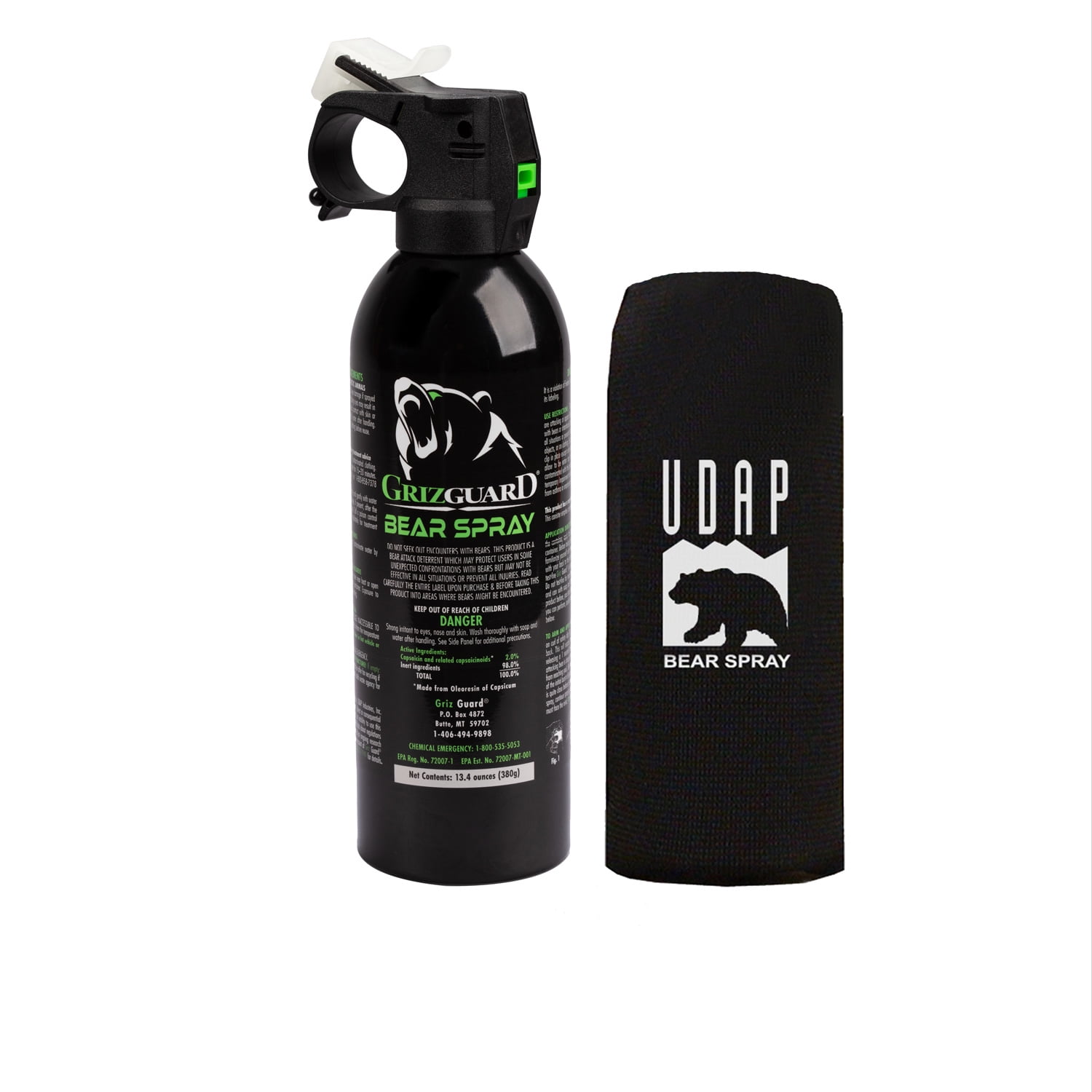 UDAP Griz Guard Bear Pepper Spray with Holster, 13.4 oz, 380GG ...