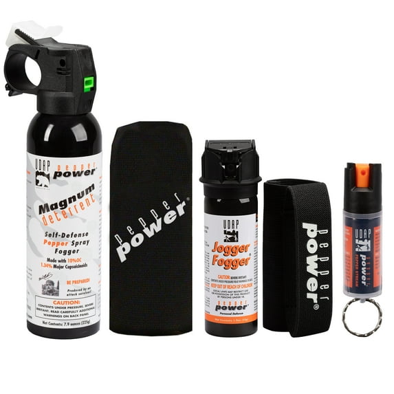 UDAP Pepper Power Magnum Bear Spray and Jogger Fogger with Holsters ...