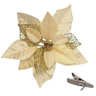 RBCKVXZ 12Pcs 15cm/5.9" Christmas Flowers with Clips Glitter Christmas ...