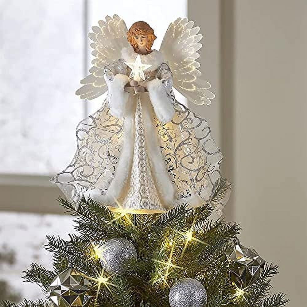 UDAXB Christmas Tree Topper, White Angel Figurine, Indoor Office ...