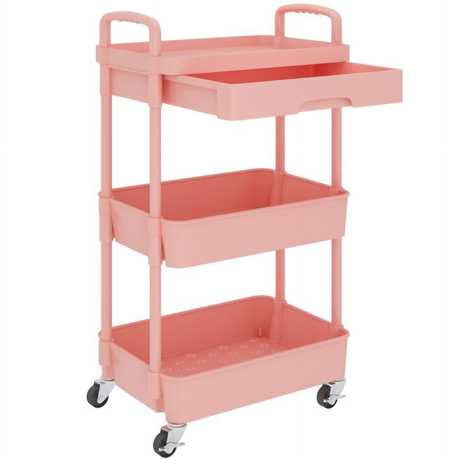 UDEAR 3 -Tier Rolling Utility Cart with Drawer,with Plastic Shelf ...