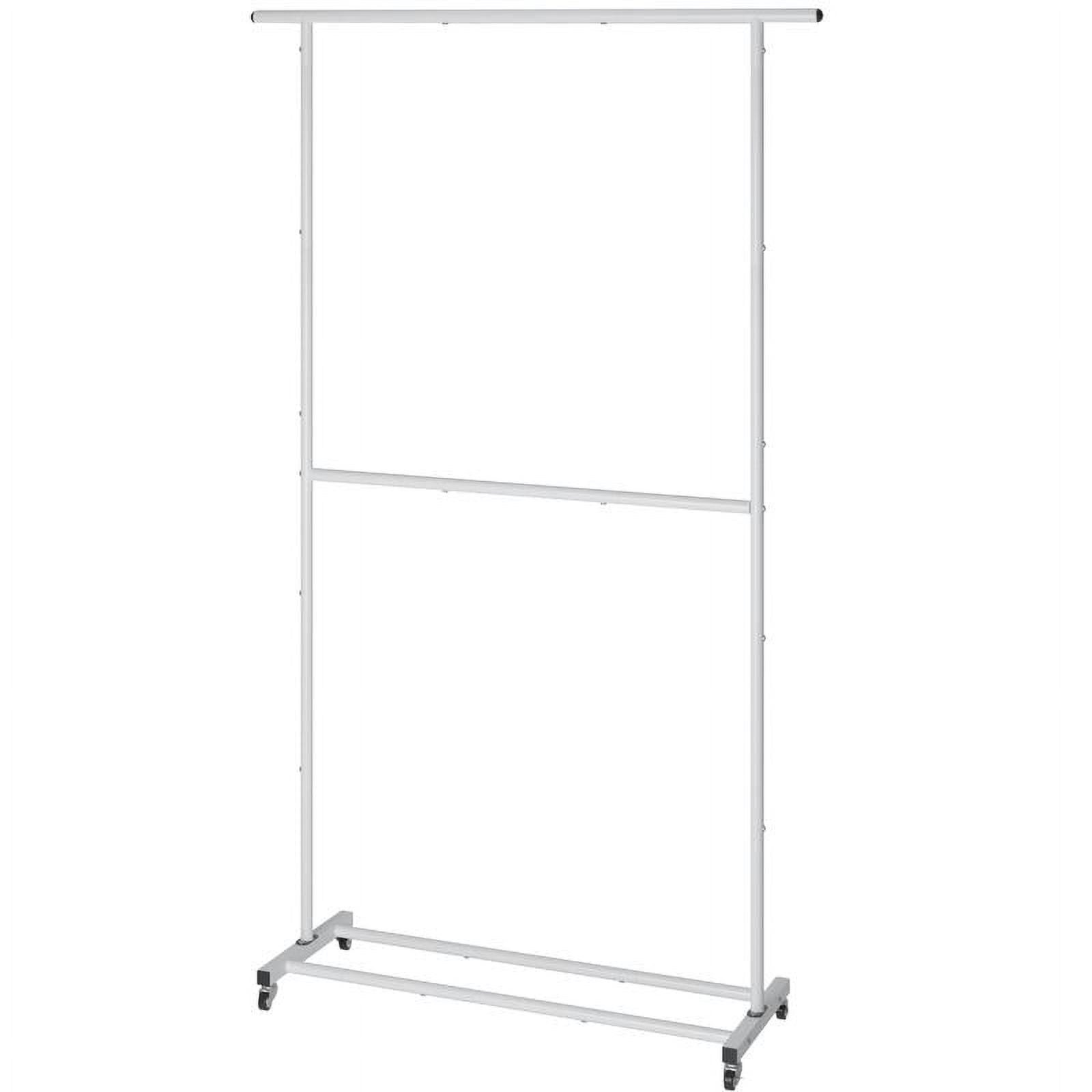 UDEAR Double Rod Clothing Garment Rack, Rolling Clothes Organizer on ...