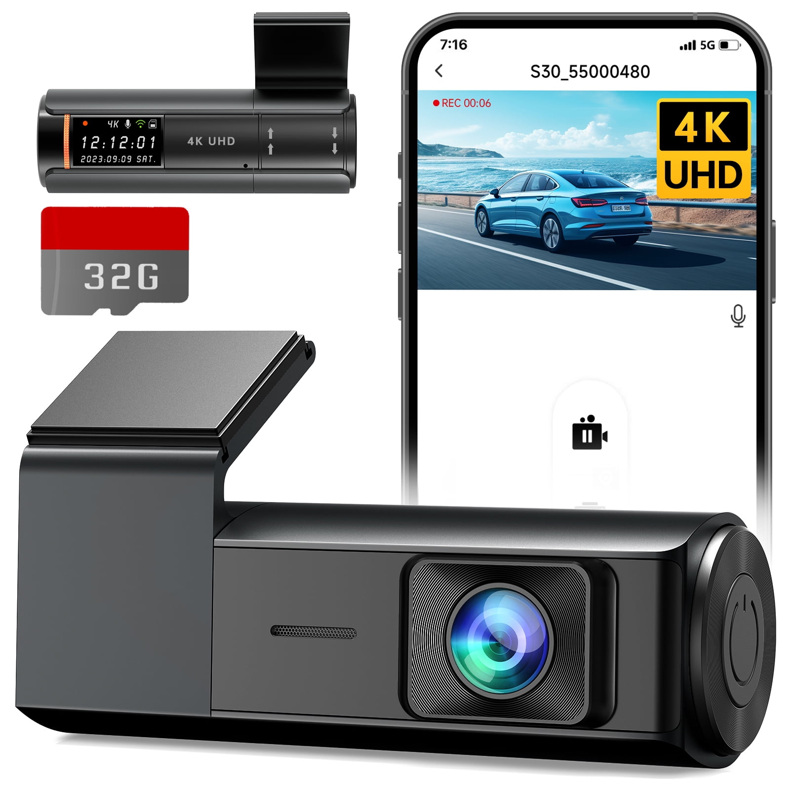 UDH Dash Cam, 4K Dashcam with Voice Control, APP Control, Dash Camera ...