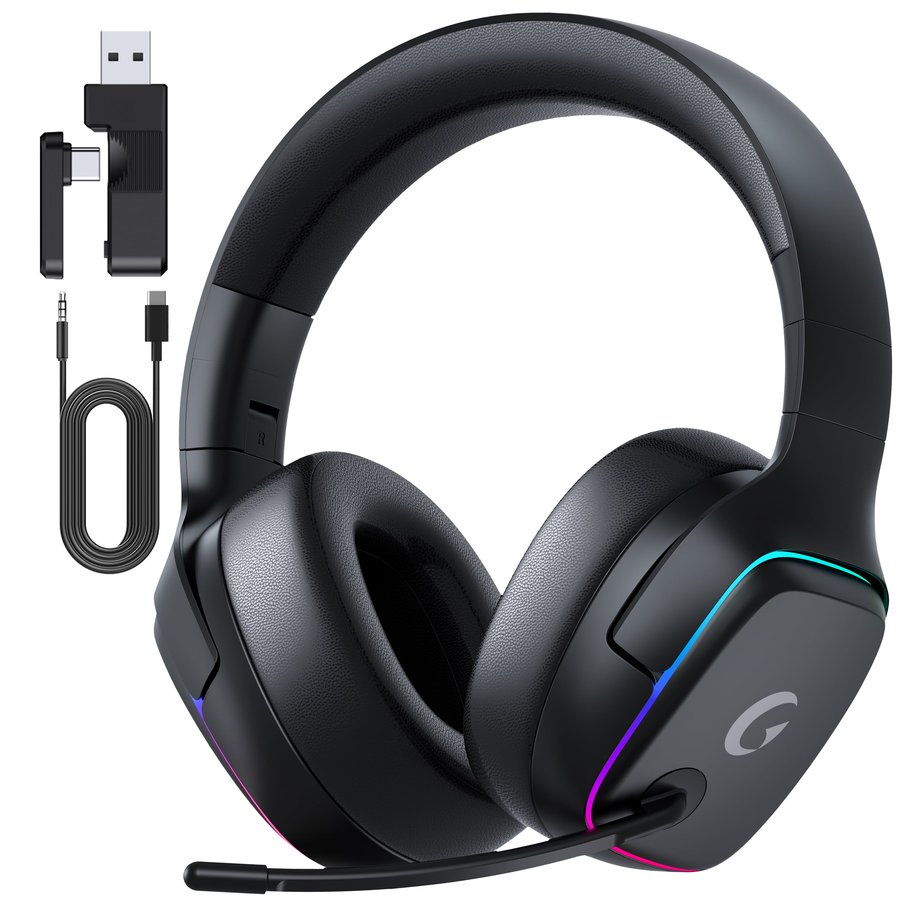 UDH Wireless Gaming Headset for PS5 PS4 PC Switch with Noise-Canceling ...