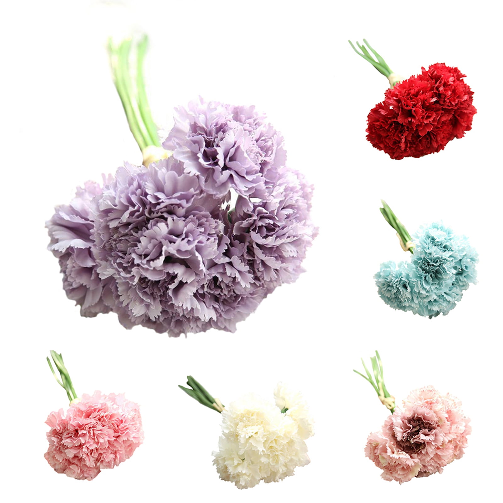 UDIYO 1 Bouquet Artificial Carnations with Stems Leaves Eternal Blossom ...