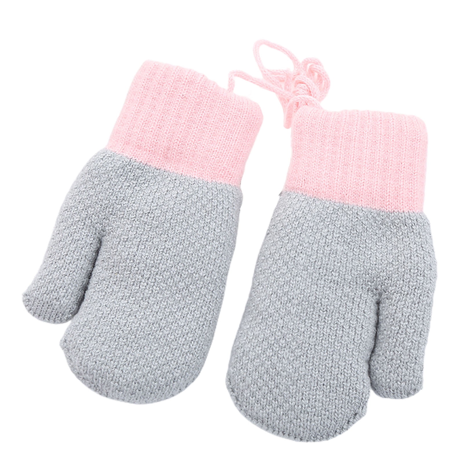 UDIYO 1 Pair Boys Girls Gloves Color Block Knitted Autumn Winter ...