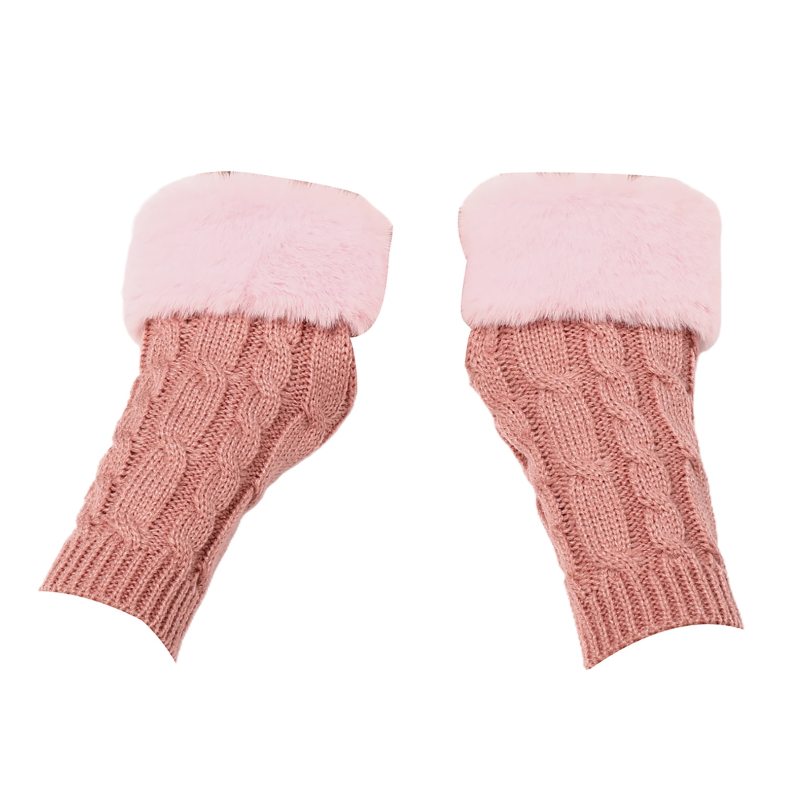 UDIYO 1 Pair Knitted Gloves Fuzzy Fingerless Stretchy Thumb Hole Soft ...