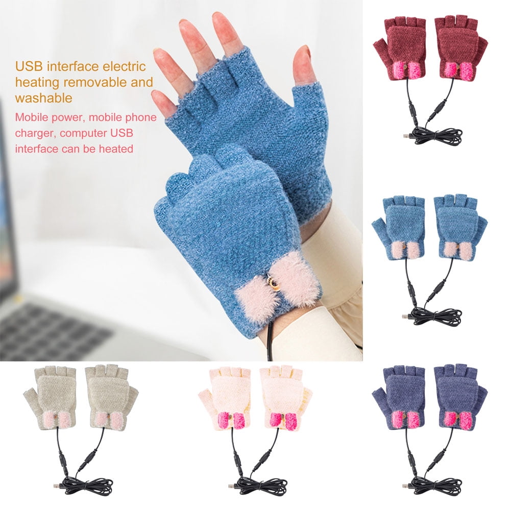 UDIYO 1 Pair Men's Women's USB Heated Gloves Mitten, USB Hand Warmers ...