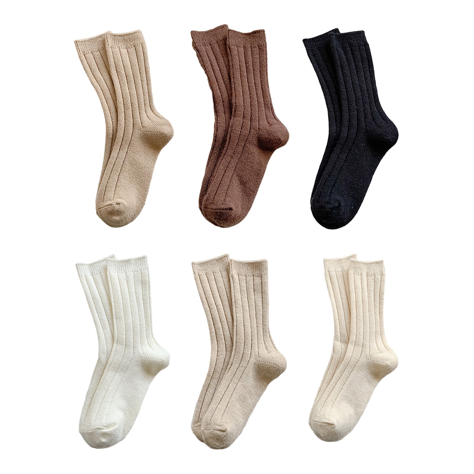 UDIYO 1 Pair Women's Socks Cotton Knit Casual Crew Socks Thick Knit ...