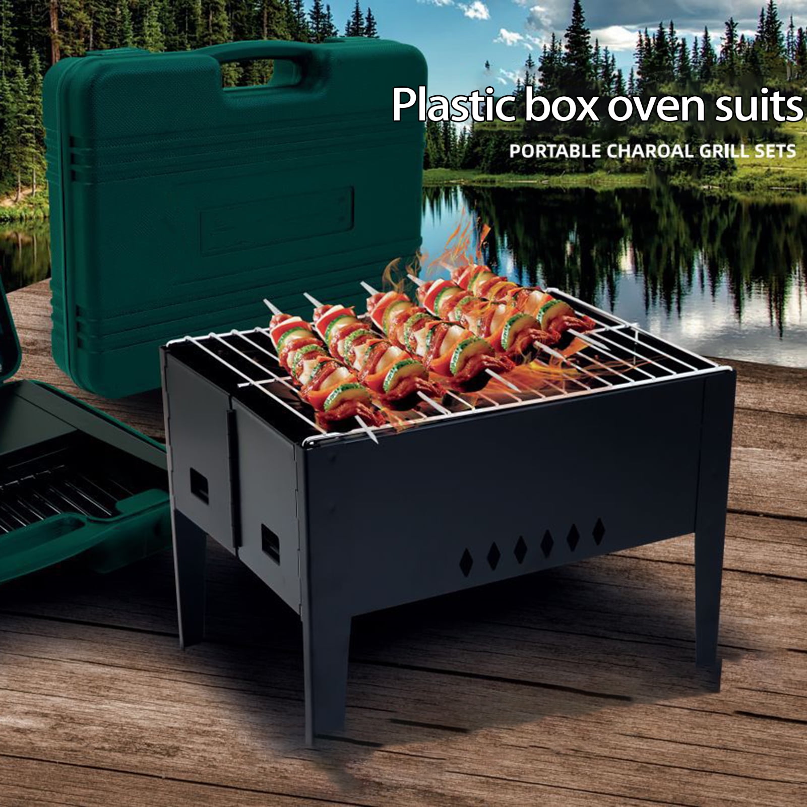 UDIYO 1 Set Thickened Gridiron BBQ Grill with Multi Brushes Food Clip ...