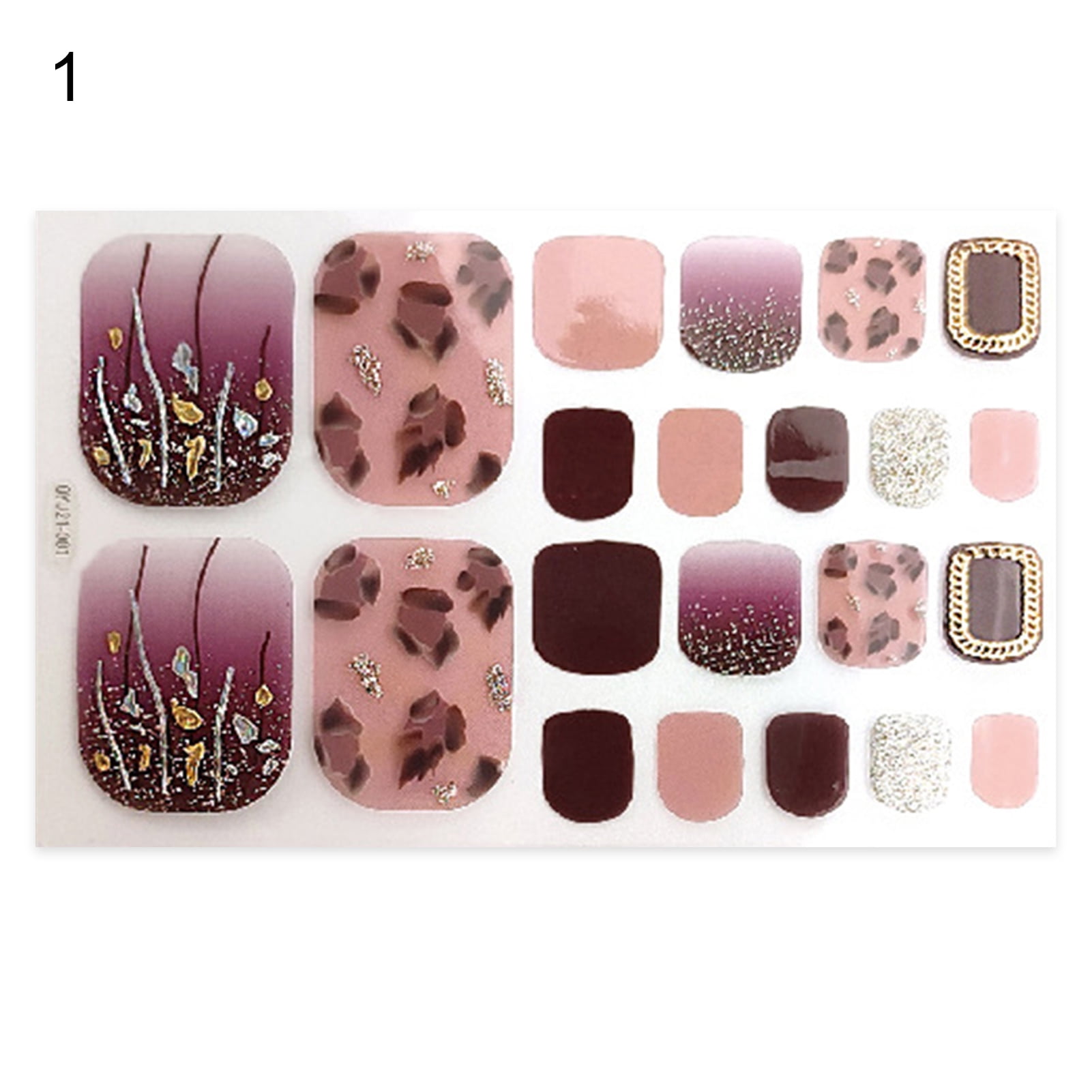 UDIYO 1 Set Toe Nail Stickers Waterproof Self-adhersive Nail Art Women ...