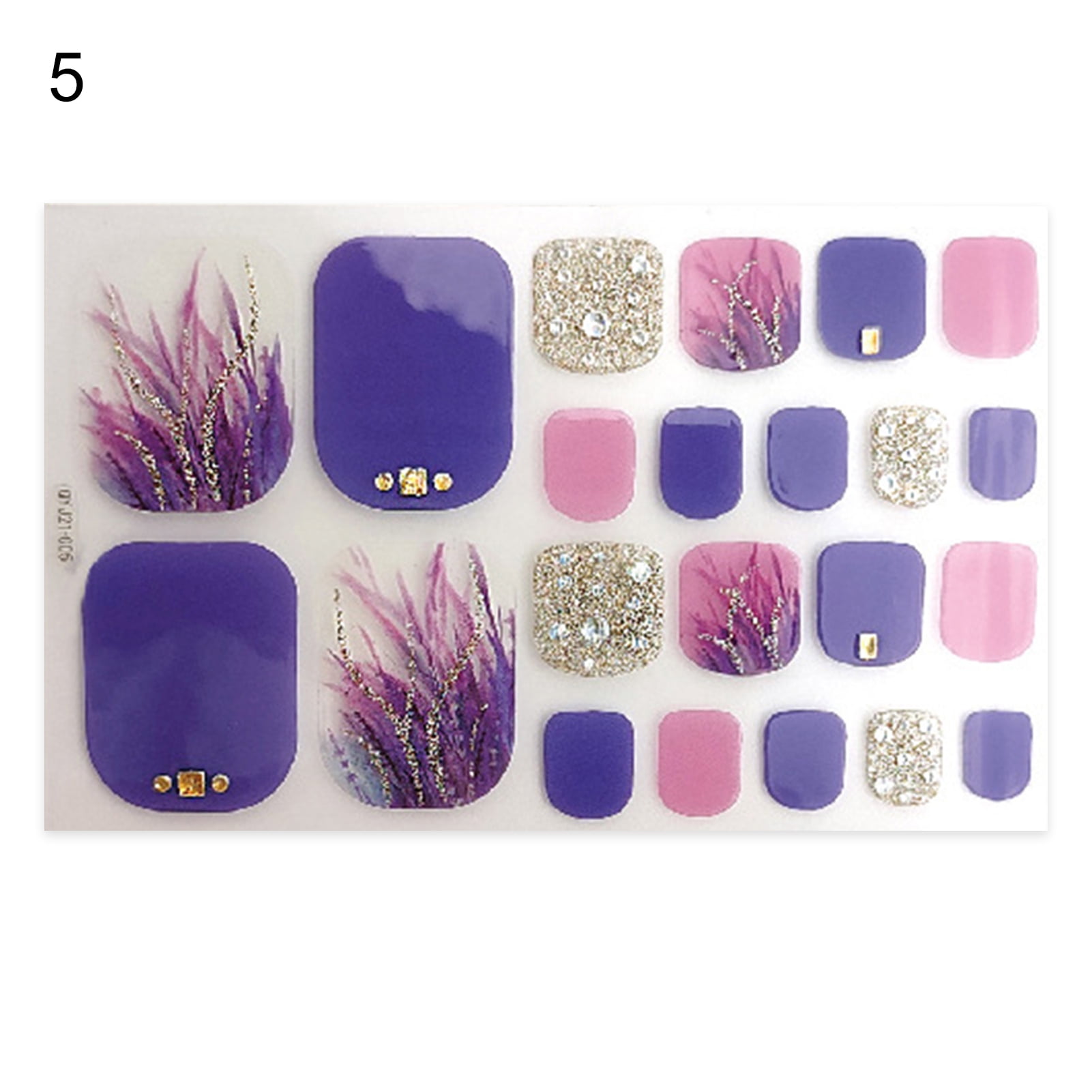 UDIYO 1 Set Toe Nail Stickers Waterproof Self-adhersive Nail Art Women ...