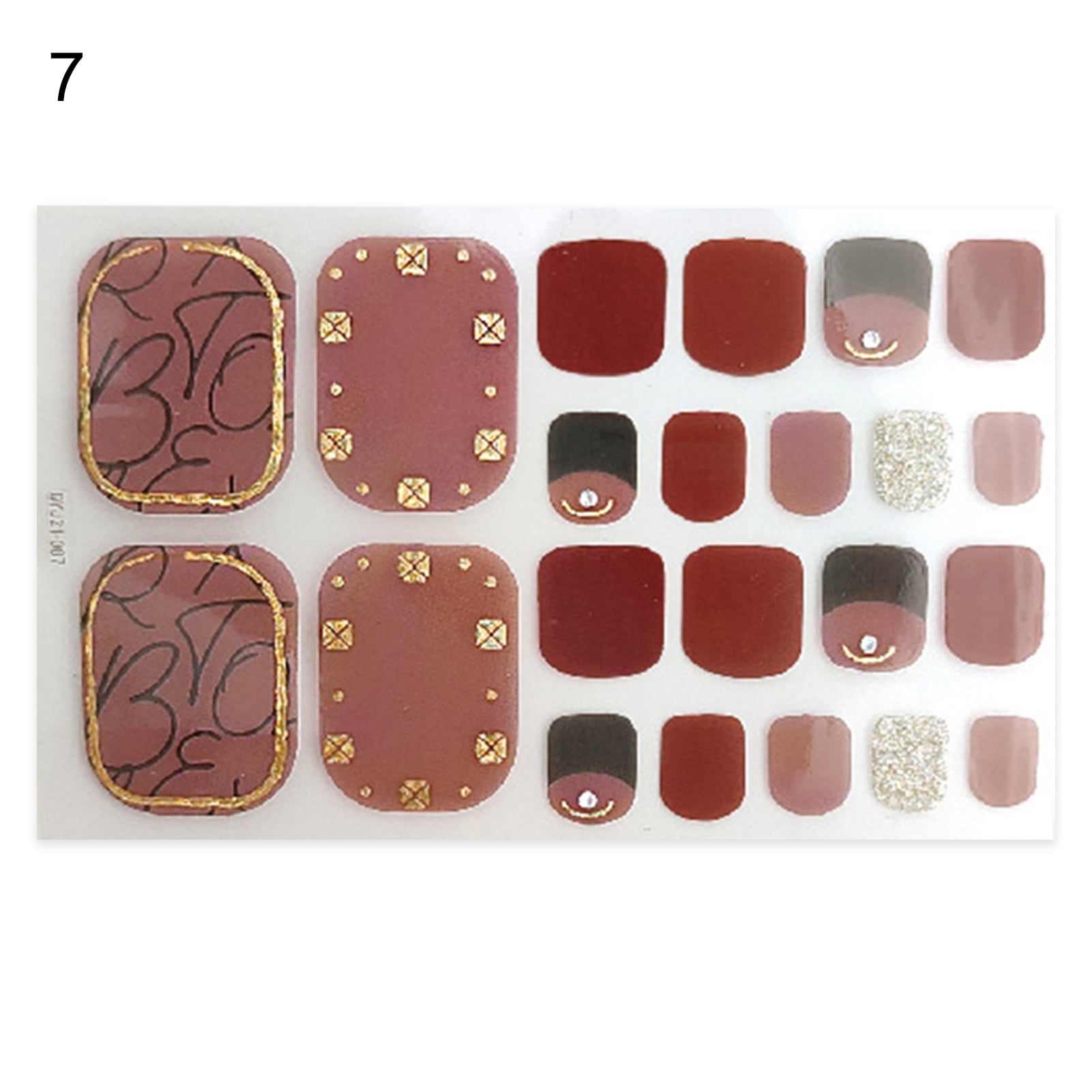 UDIYO 1 Set Toe Nail Stickers Waterproof Self-adhersive Nail Art Women ...