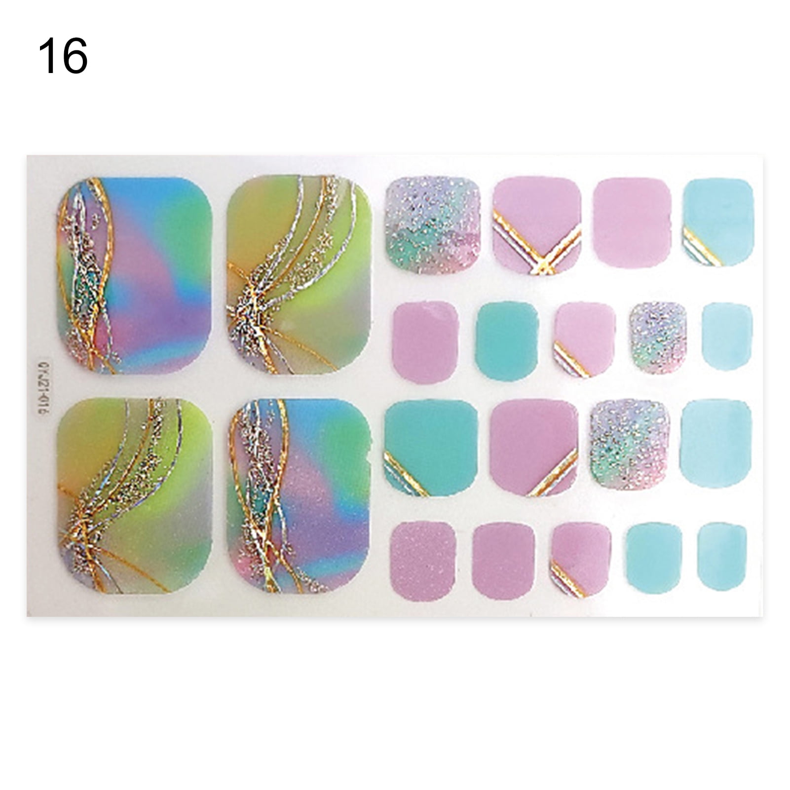 UDIYO 1 Set Toe Nail Stickers Waterproof Self-adhersive Nail Art Women ...