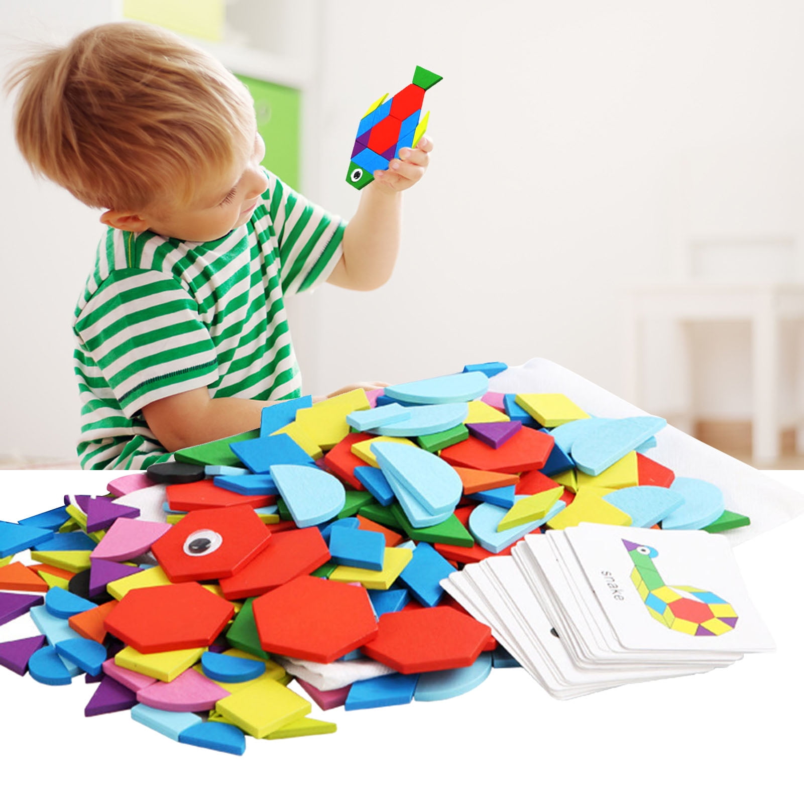 UDIYO 1 Set Wooden Pattern Blocks Animals Jigsaw Puzzle Sorting and ...