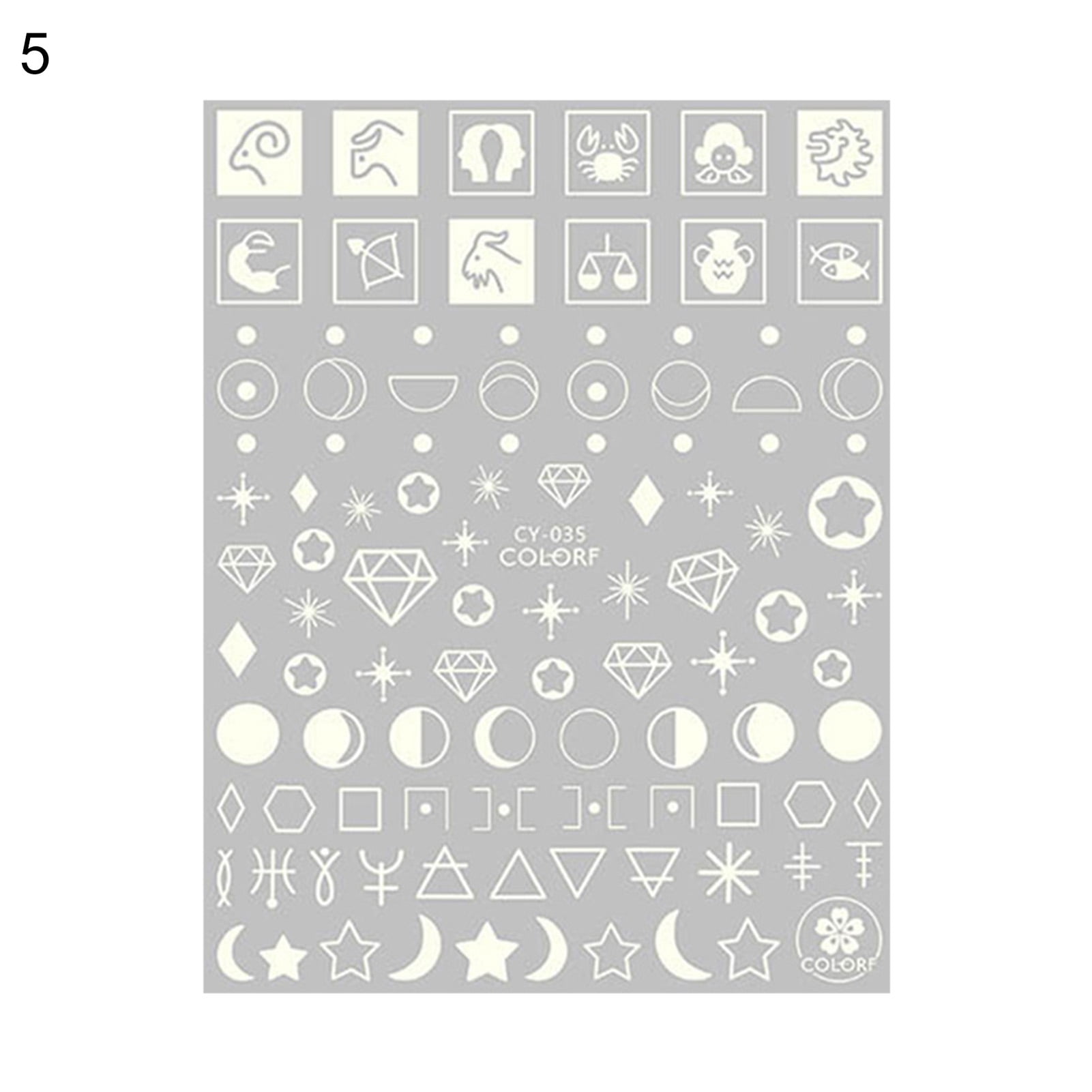 UDIYO 1 Sheet Exquisite Nail Sticker High Stickiness Paper 3D Luminous ...