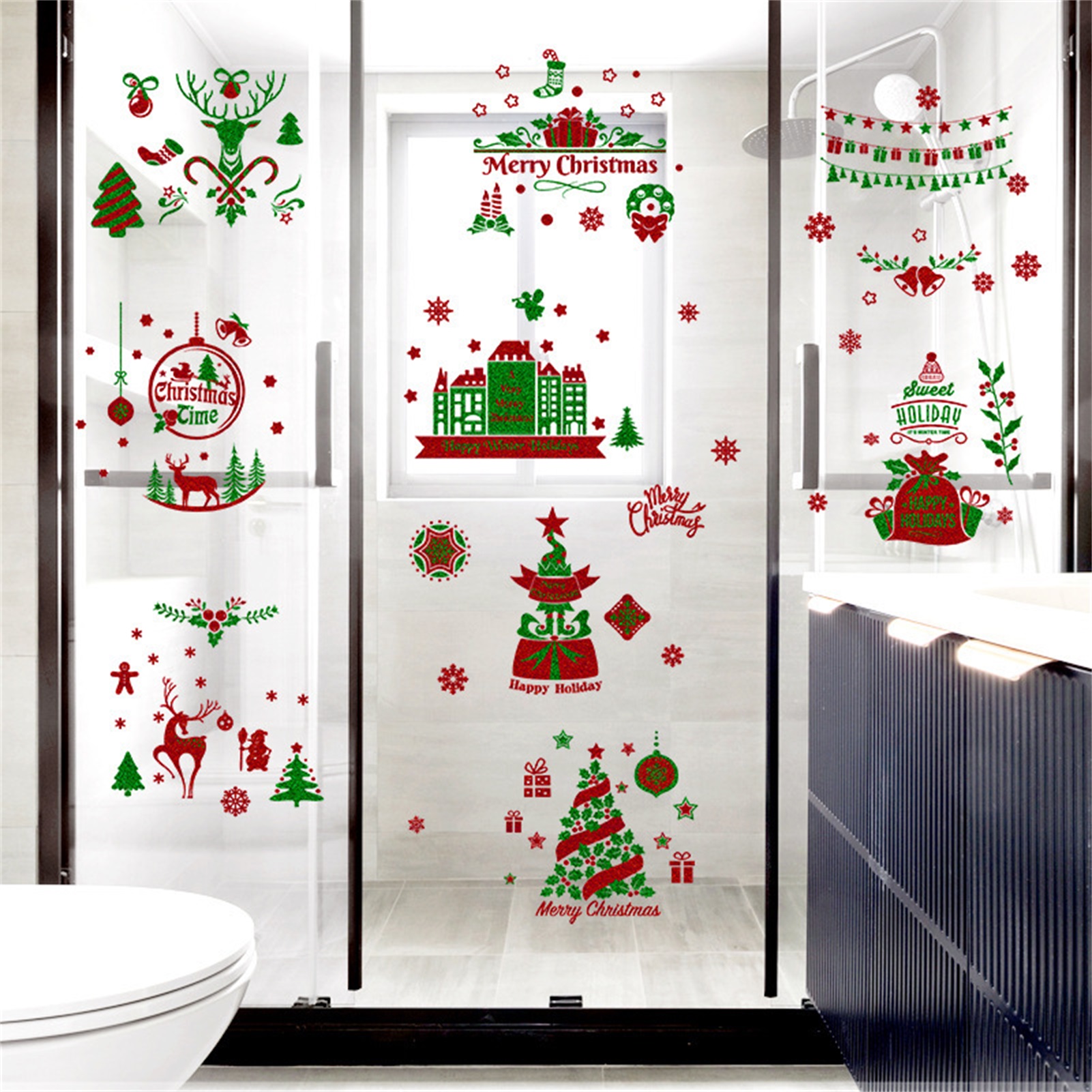 UDIYO 1 Sheet Window Decal Double-side Static DIY Craft Christmas Wall ...