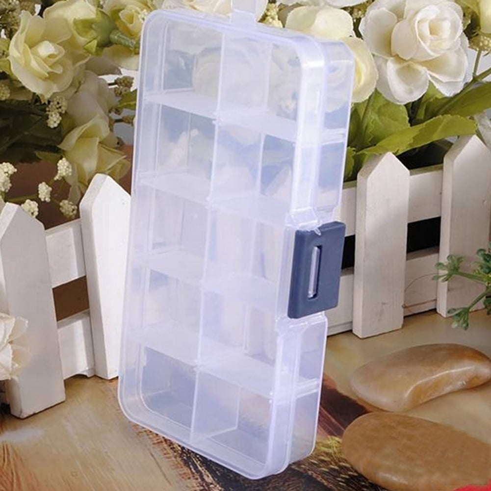 UDIYO 10 Compartments Clear Plastic Storage Box Jewelry Bead Screw ...