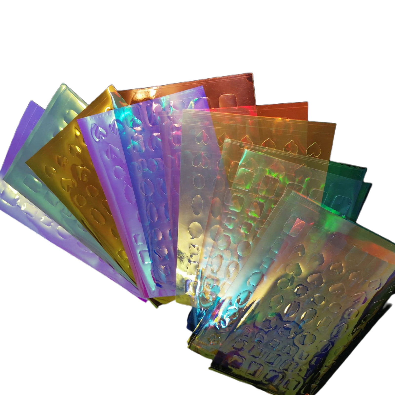 UDIYO 11Pcs/Set Aurora Effect Nail Cube Sticker DIY Colorful Foil Film Sparkling Glass Ice Cube ...