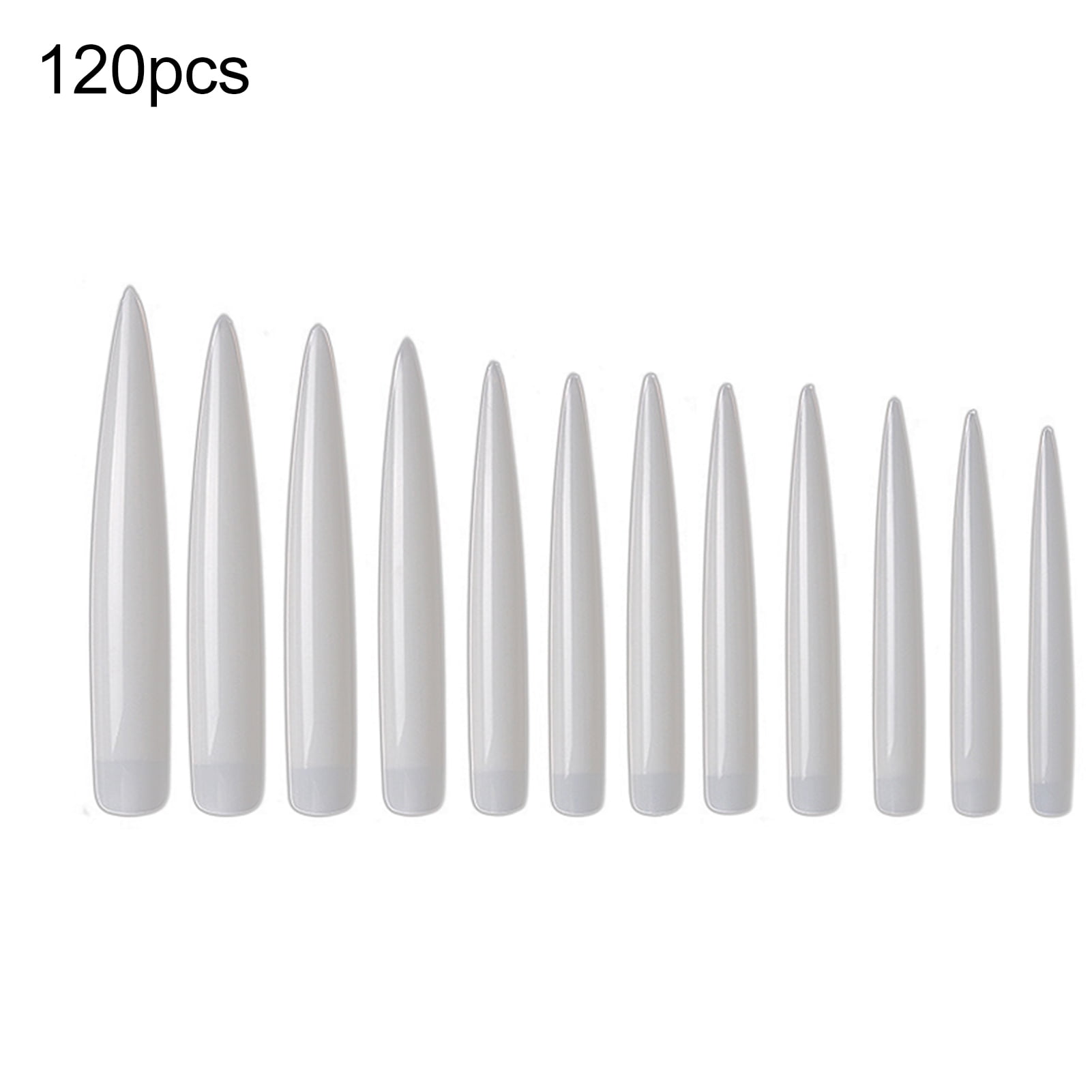 Udiyo 120pcs Bag Nail Tips Extra Long Stiletto Shape Abs Natural Thin