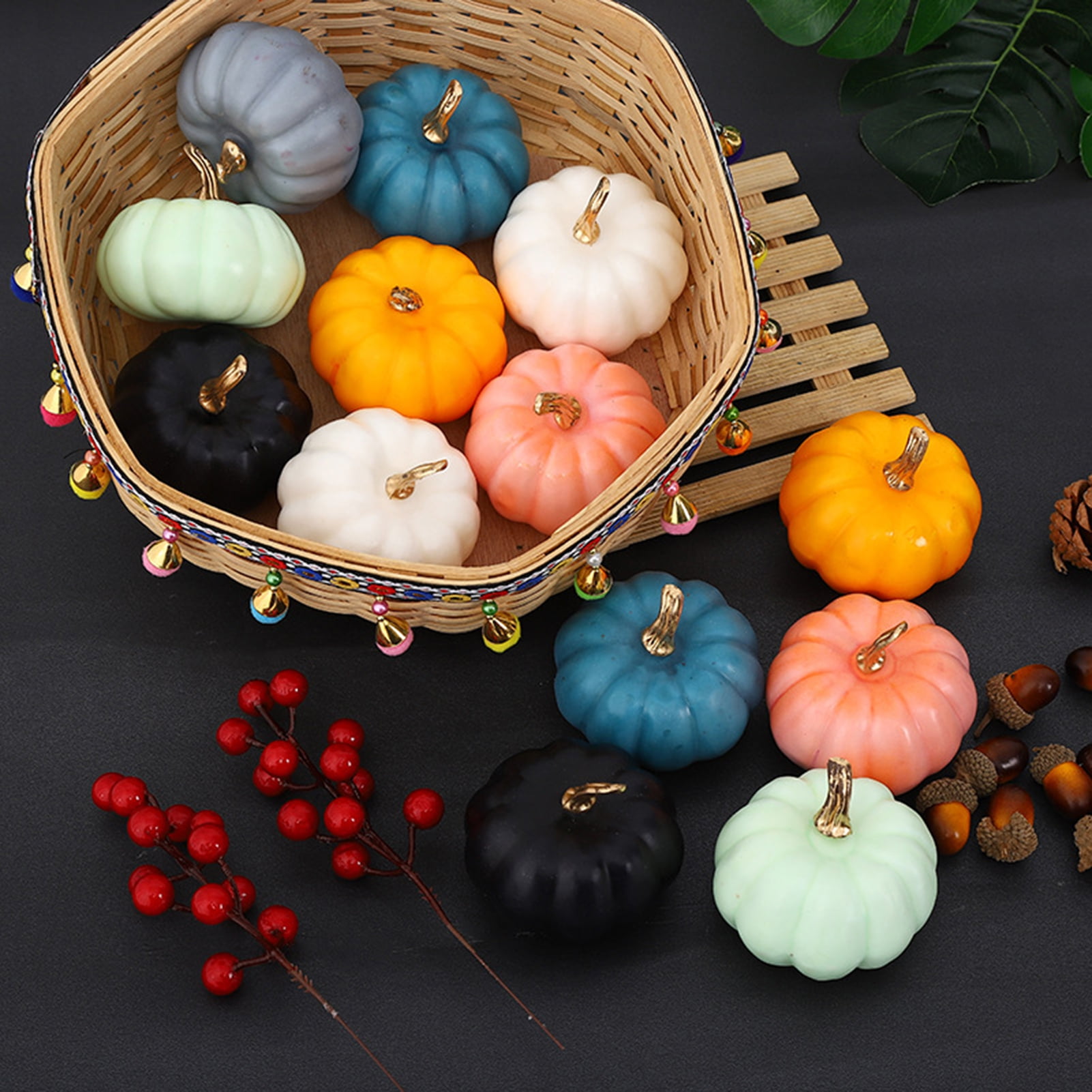 UDIYO 1Pc/8Pcs Artificial Pumpkins Decoration, Assorted Sizes Harvest ...