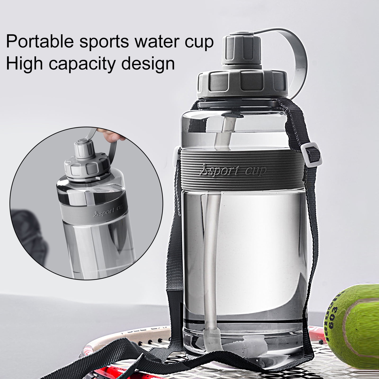 UDIYO 2000ml Fitness Water Cup Integral Cover Sealed High Capacity Food ...