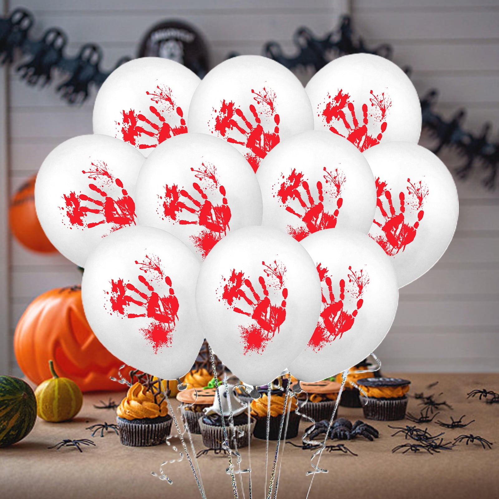 UDIYO 20Pcs 12 Inch Halloween Bloody Balloons Bloody Handprints ...