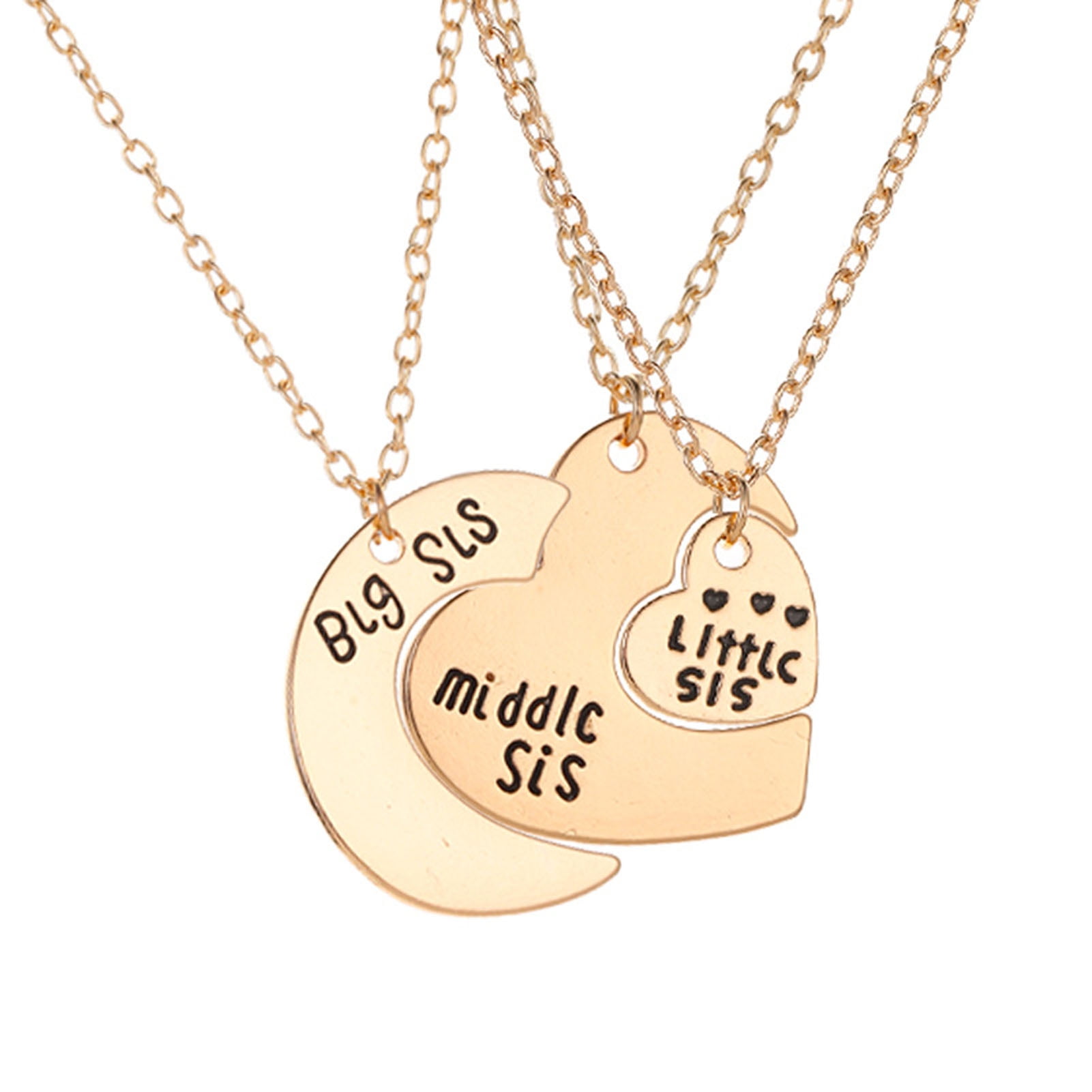 UDIYO 3Pcs/Set Sister Necklace Set Heart Shape Family Contrast Color ...