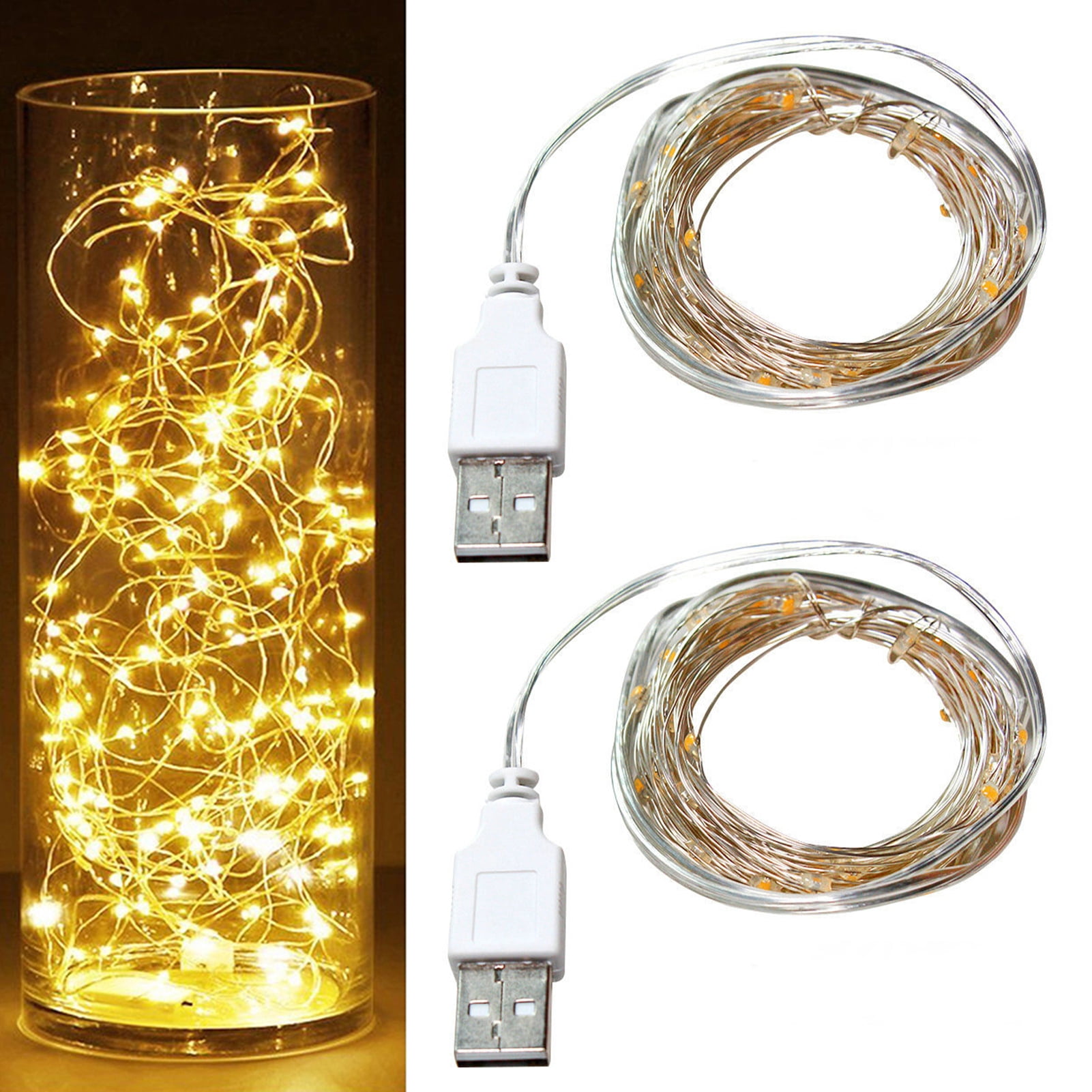UDIYO 4Pcs LED Outdoor String Lights, Warm White/Multicolor Fairy ...