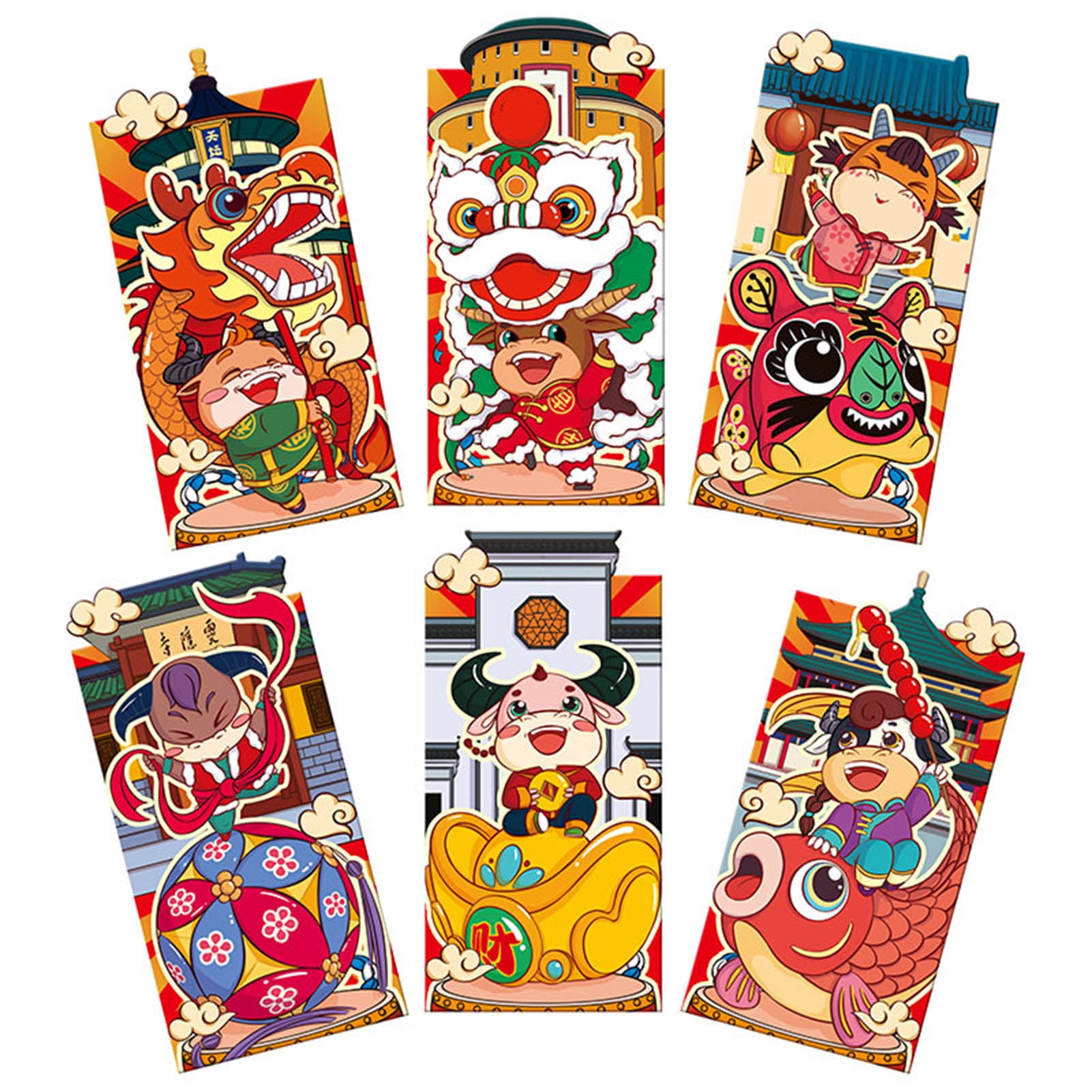 UDIYO 6Pcs Red Envelop Handmade Durable Paper Chinese Style Red Envelop ...