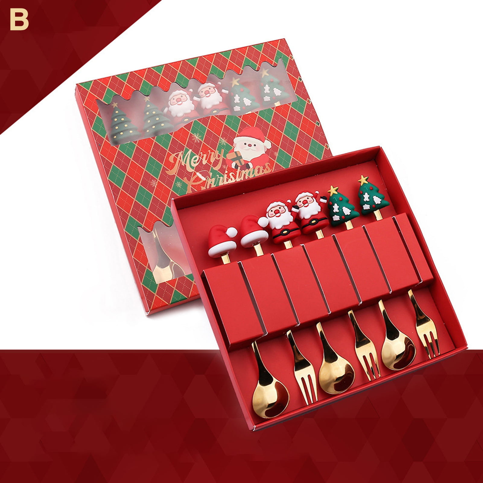 UDIYO 6Pcs/Set Stainless Steel Christmas Coffee Spoon and Xmas Dinner ...