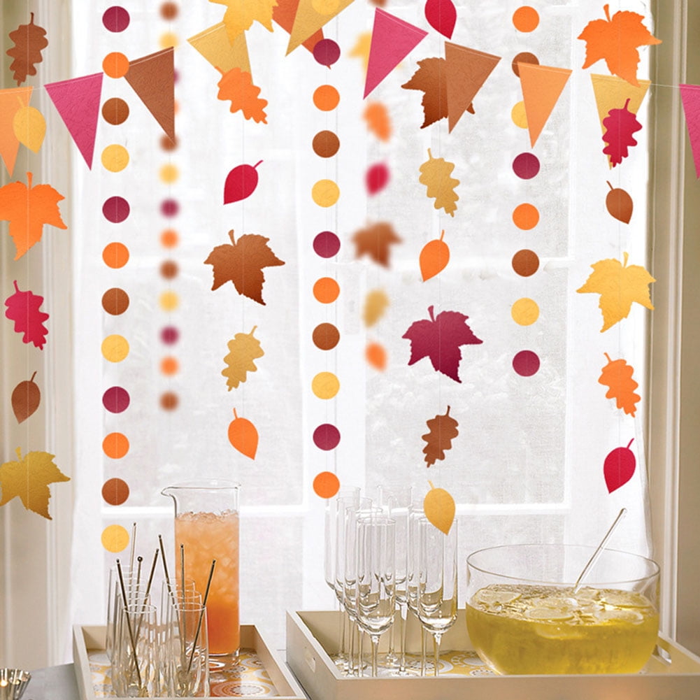 UDIYO Autumn Theme Garland Fall Bunting Banners Autumn Leaf Paper ...