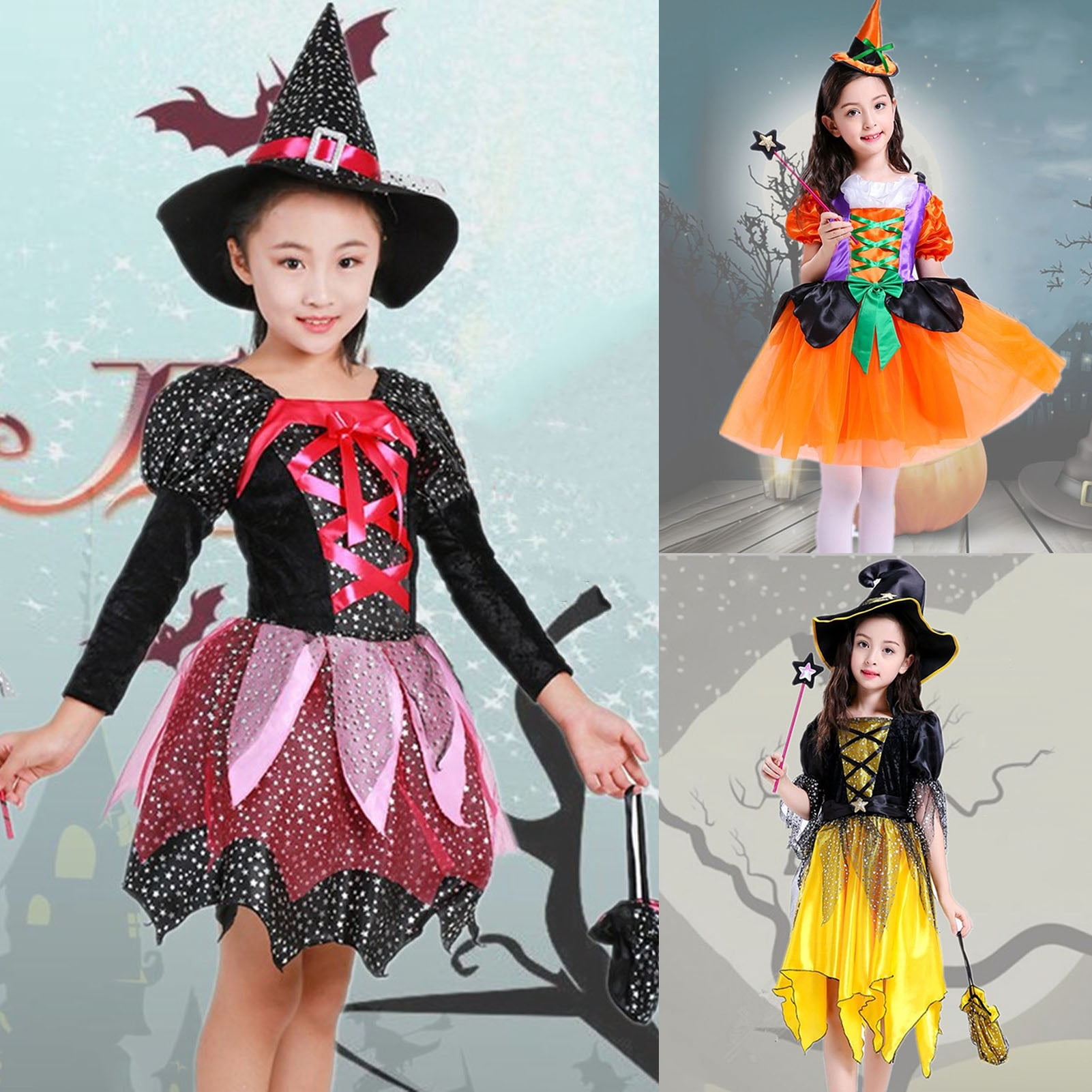 UDIYO Bow Decor Dress Hat Stick Set Puff Short Sleeve Organza Stitching ...