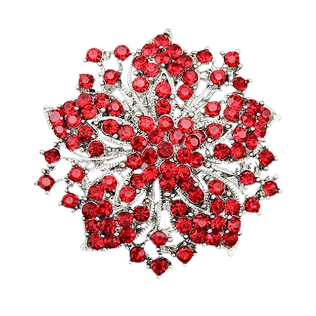UDIYO Brooch Pin Exquisite Anti-rust Silver Plated Rhinestone Round ...