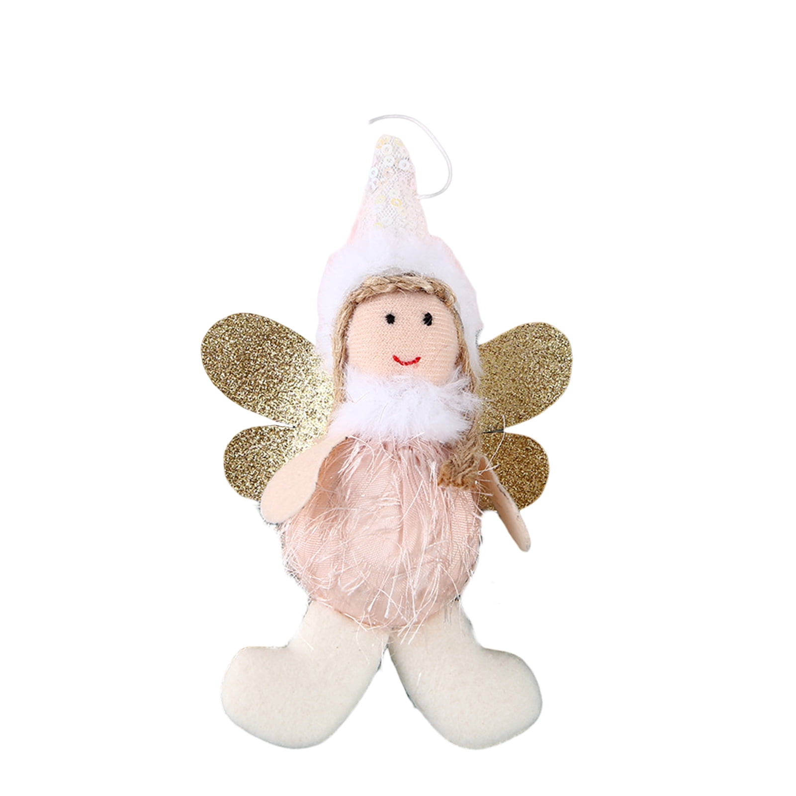 UDIYO Christmas Angel Plush Doll Glitter Wing Plush Hat Golden Braid ...