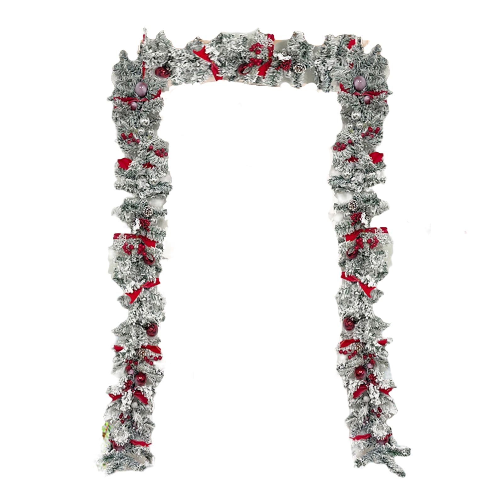 UDIYO Christmas Artificial Wreath Flocking Snow Covered Rattan Upside ...