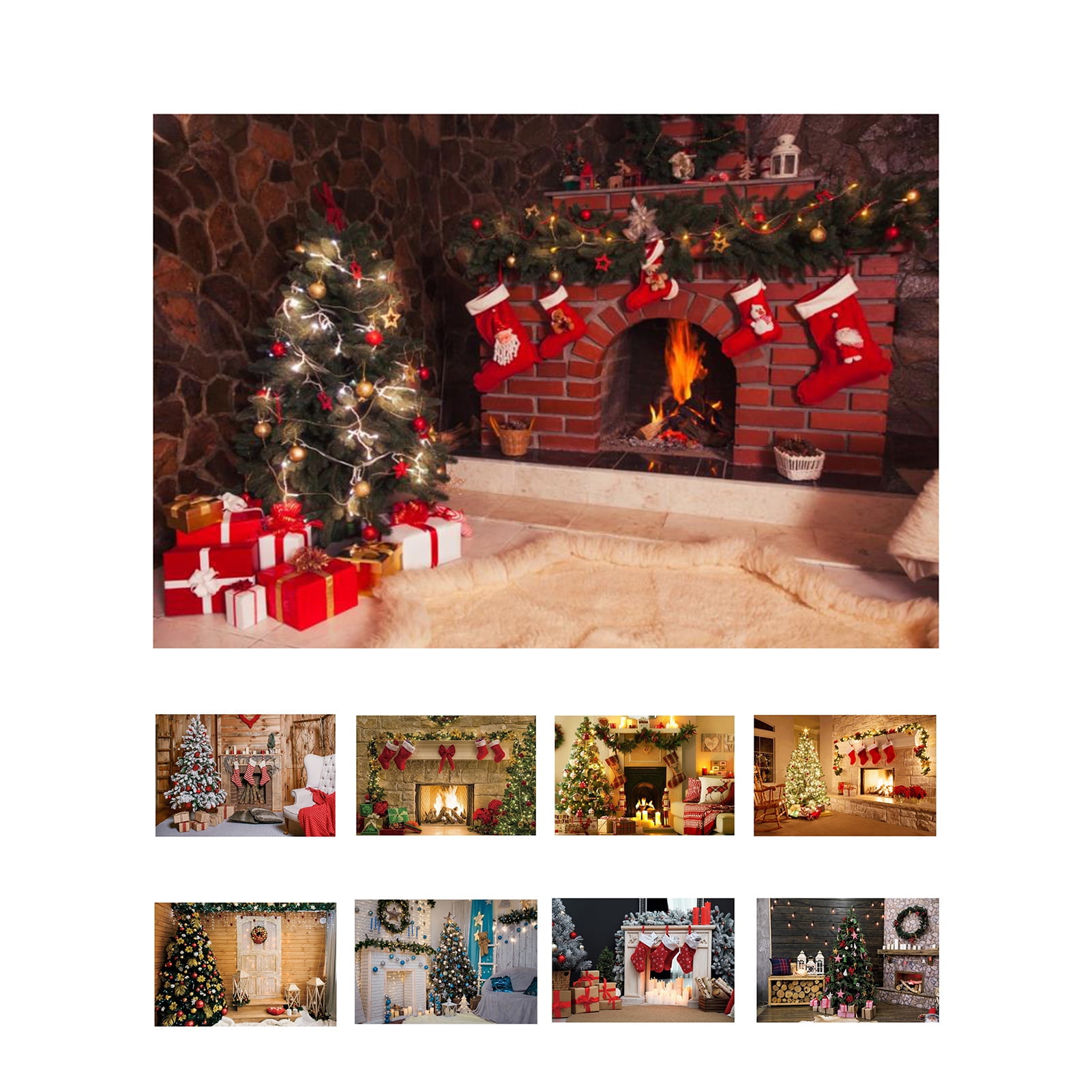 UDIYO Christmas Fireplace Backdrop No Wrinkles Fabric Interior Vintage ...