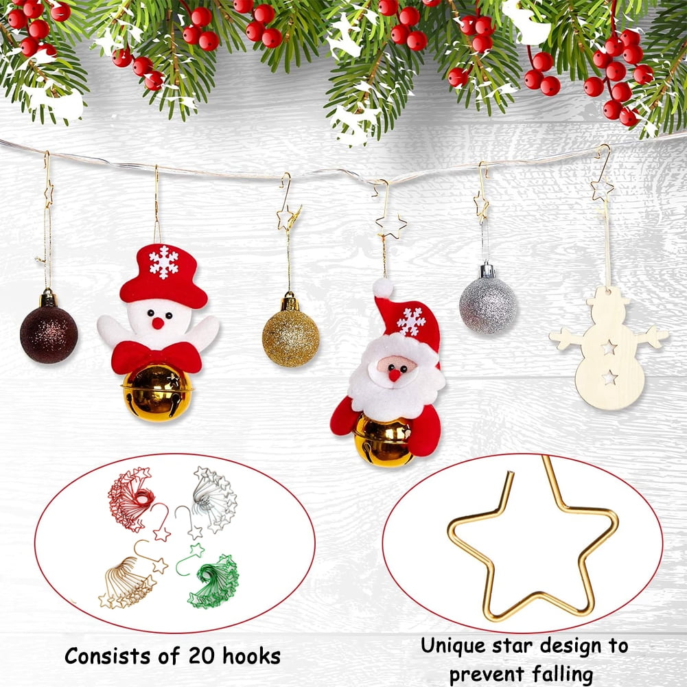UDIYO Christmas Ornament Hooks Christmas Tree Decorating Hangers Star ...