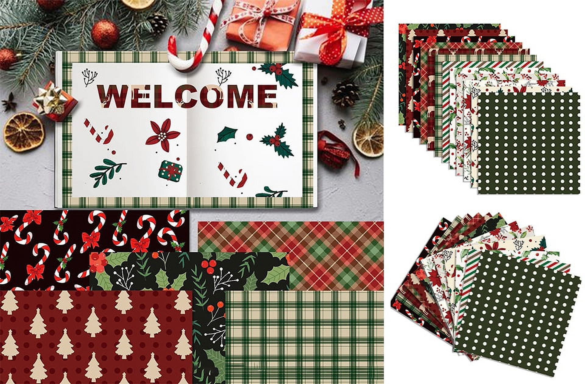 UDIYO Christmas Pattern Cardstock 24pcs/set Double-sided Merry ...
