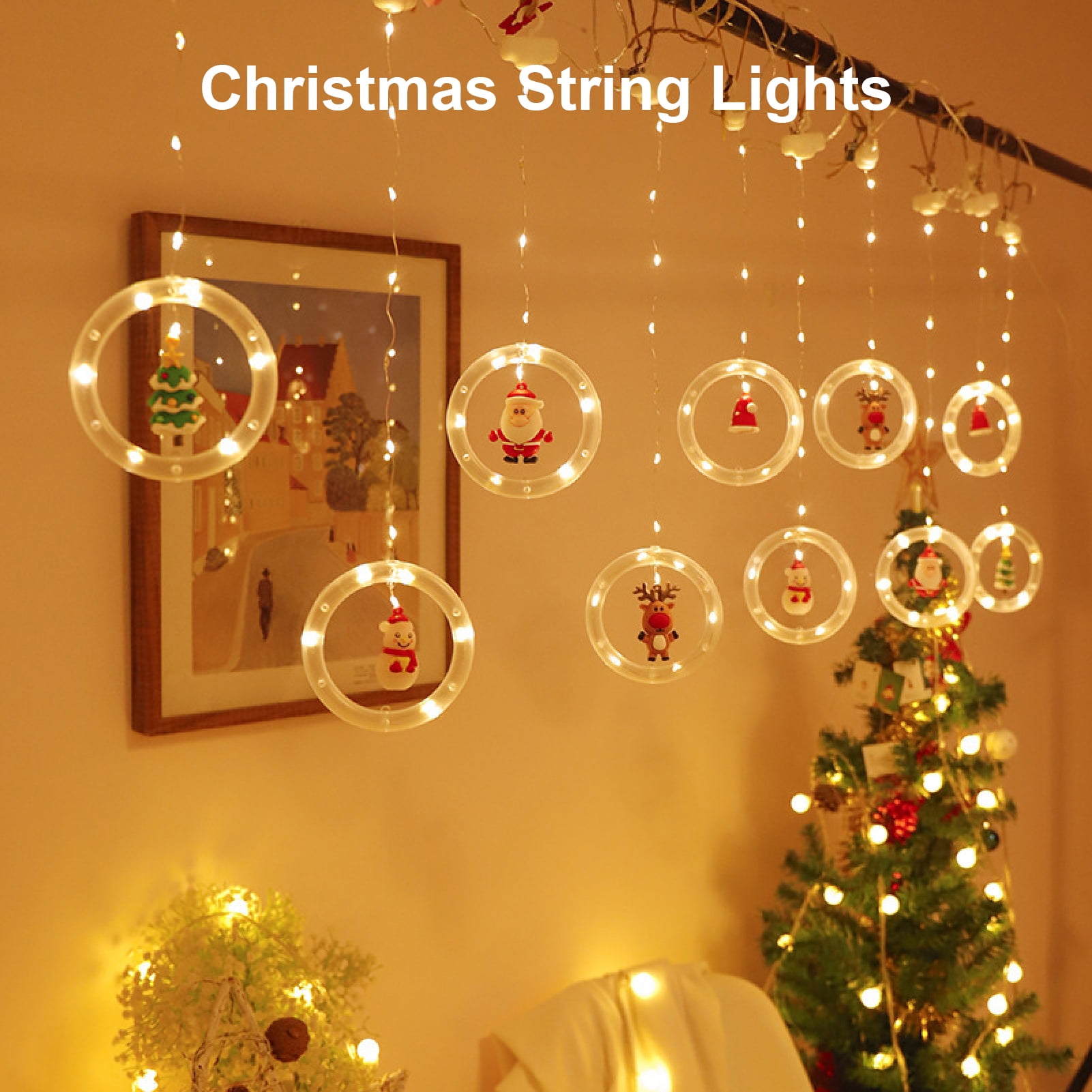 UDIYO Christmas String Lights Water Proof Cute Plastic Backdrop ...