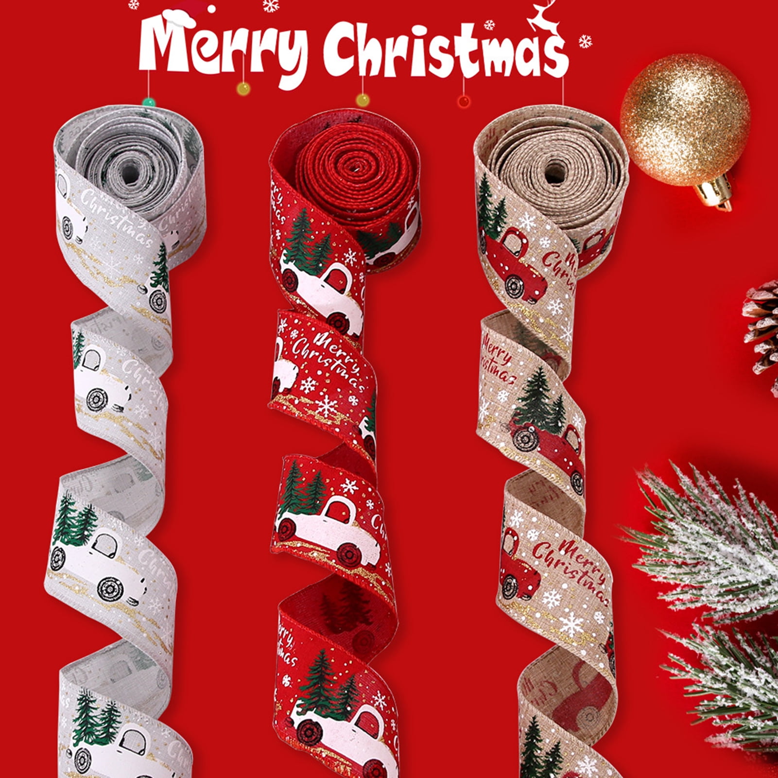 UDIYO Christmas Tree Ribbon Exquisite Pattern Delicate Texture Wear ...