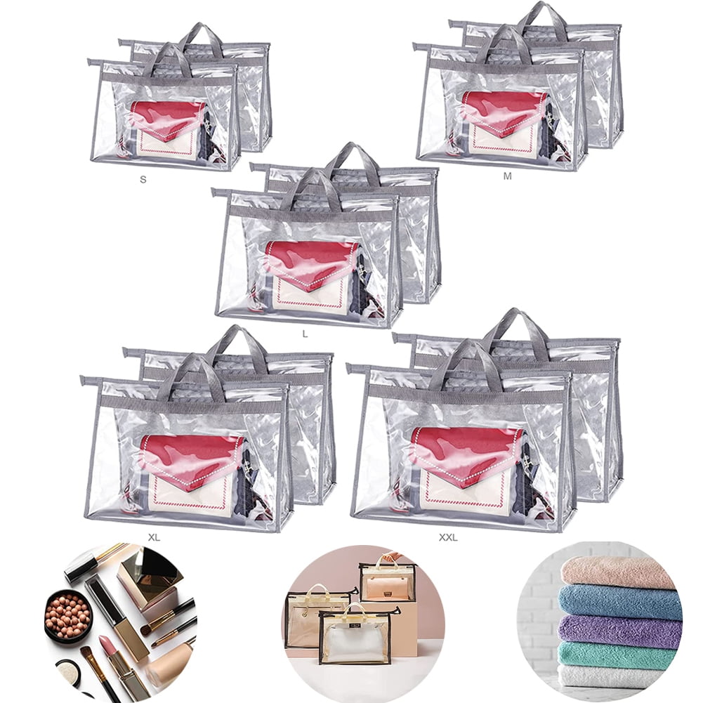 UDIYO Clear Handbag Storage Organizer, Dust Bags with Zipper and Handle ...