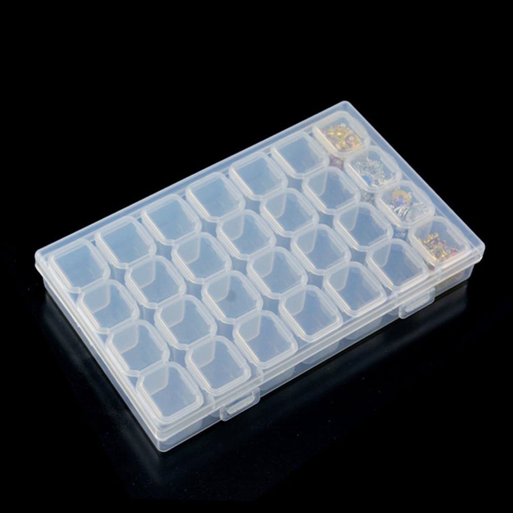 UDIYO Clear Plastic 28 Slots Nail Art Tools Jewelry Display Storage Box ...
